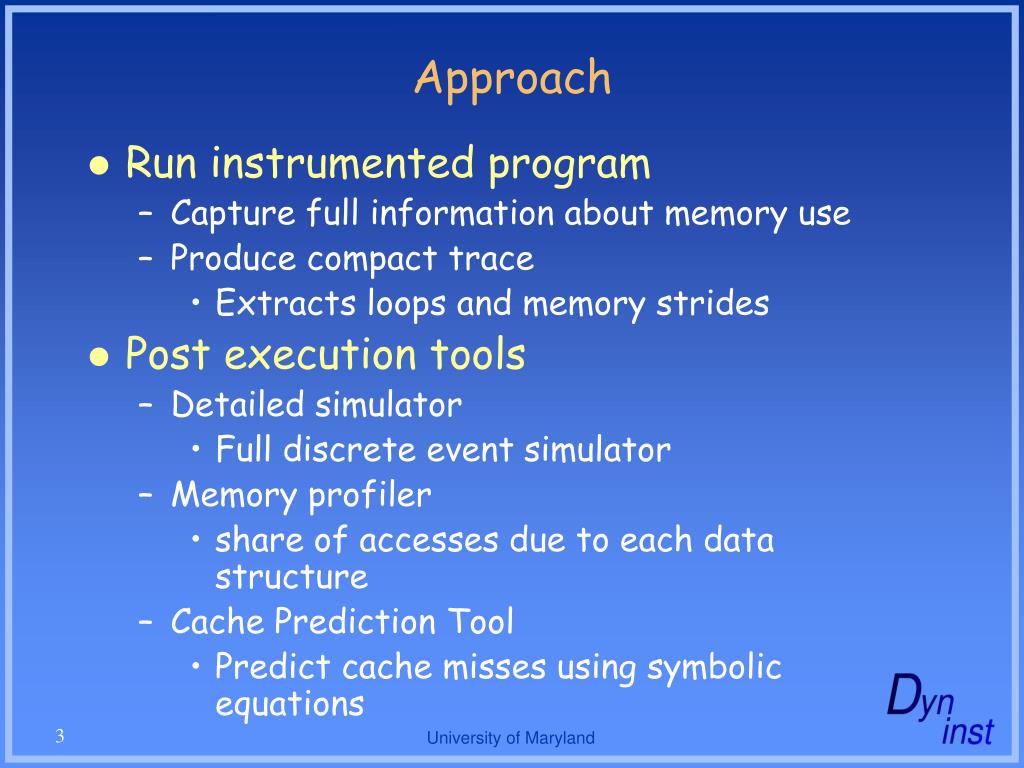 Ppt Using Dyninst To Dynamically Control Memory Reference Tracing Powerpoint Presentation Id