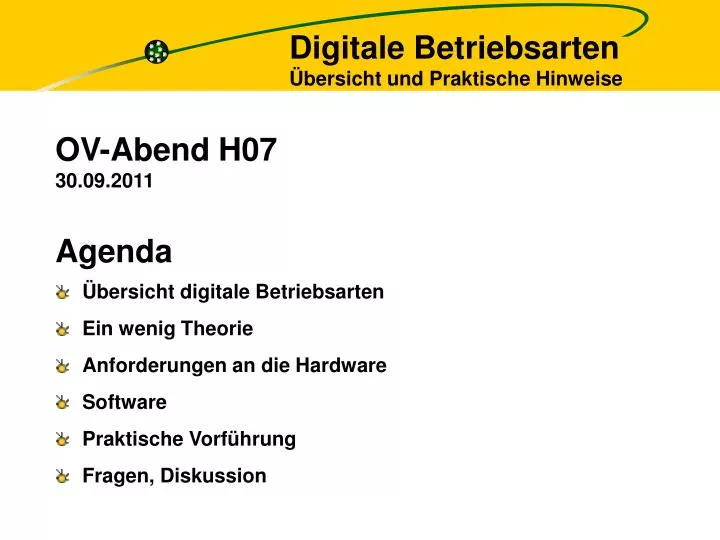 PPT - Digitale Betriebsarten Übersicht und Praktische Hinweise ...