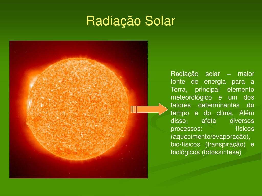 PPT - Radiação Solar Balanço de Energia PowerPoint Presentation, free ...