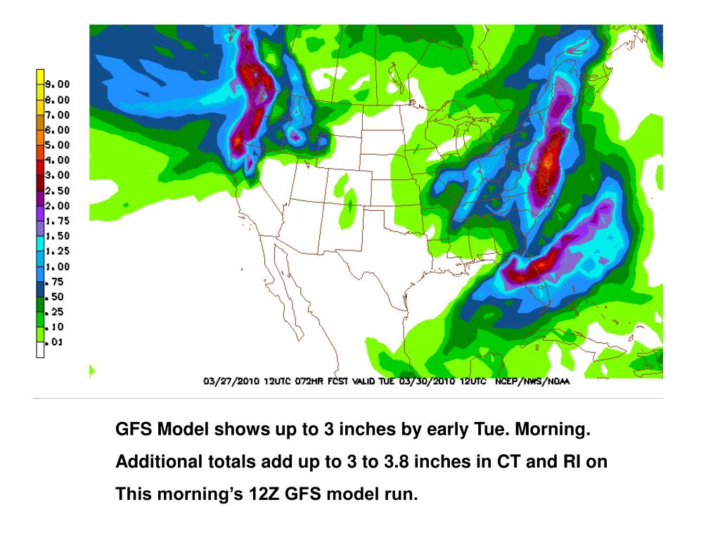 PPT - GFS Model shows up to 3 inches by early Tue. Morning. PowerPoint ...