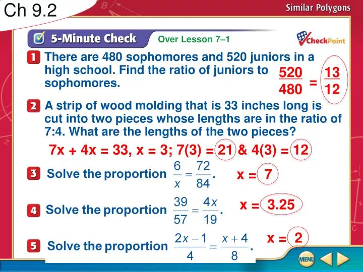 PPT - 5-Minute Check 1 PowerPoint Presentation, free download - ID:5185540