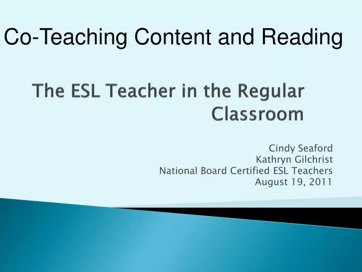PPT - The ESL Teacher in the Regular Classroom PowerPoint Presentation ...