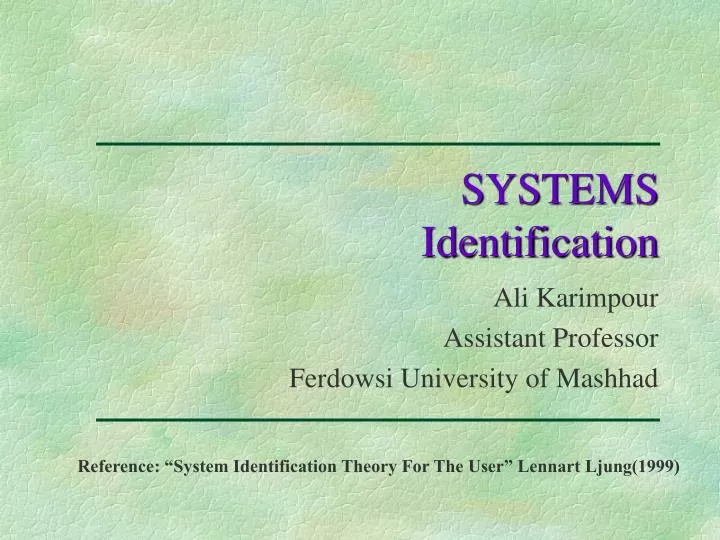 PPT - SYSTEMS Identification PowerPoint Presentation, free download ...