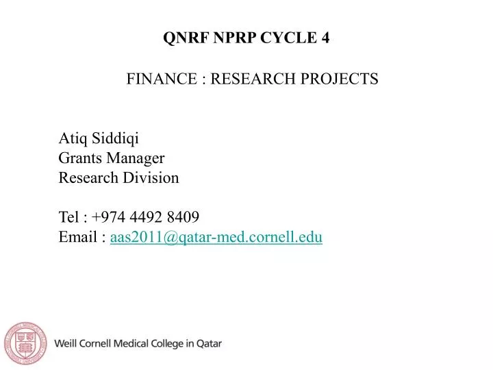 PPT - QNRF NPRP CYCLE 4 PowerPoint Presentation, free download - ID:5187659