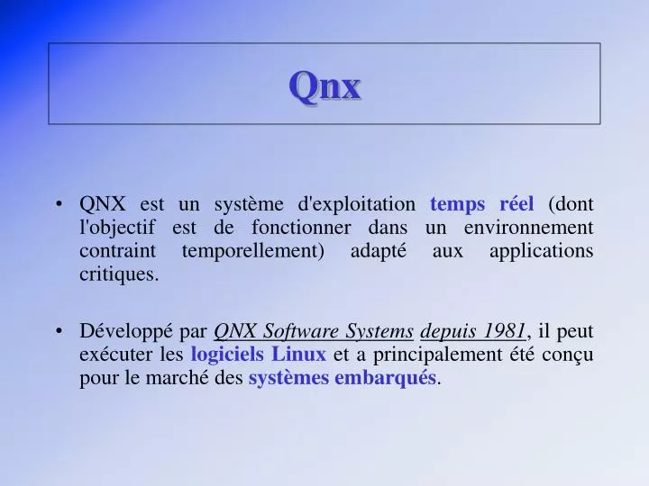 PPT - Qnx PowerPoint Presentation, free download - ID:5187812
