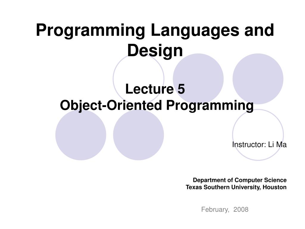 Ppt Programming Languages And Design Lecture 5 Object Oriented Programming Powerpoint