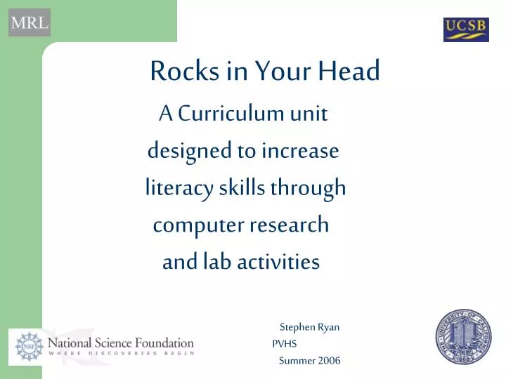 PPT - Rocks in Your Head A Curriculum unit designed to increase ...