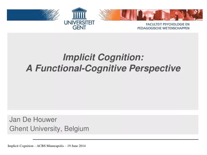 PPT - Implicit Cognition: A Functional-Cognitive Perspective PowerPoint ...