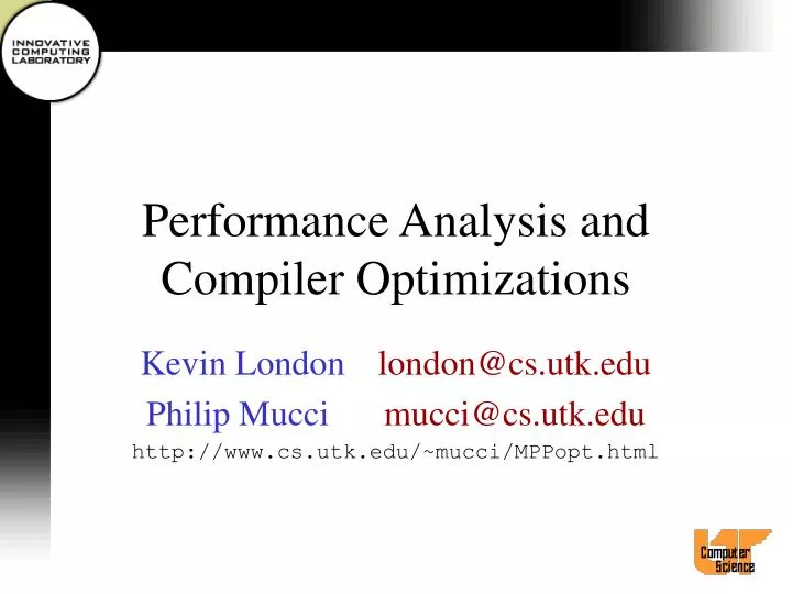 Ppt Performance Analysis And Compiler Optimizations Powerpoint