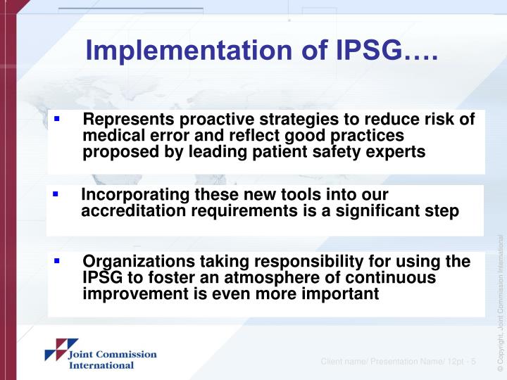 PPT - International Patient Safety Goals (IPSG) PowerPoint Presentation - ID:5192557