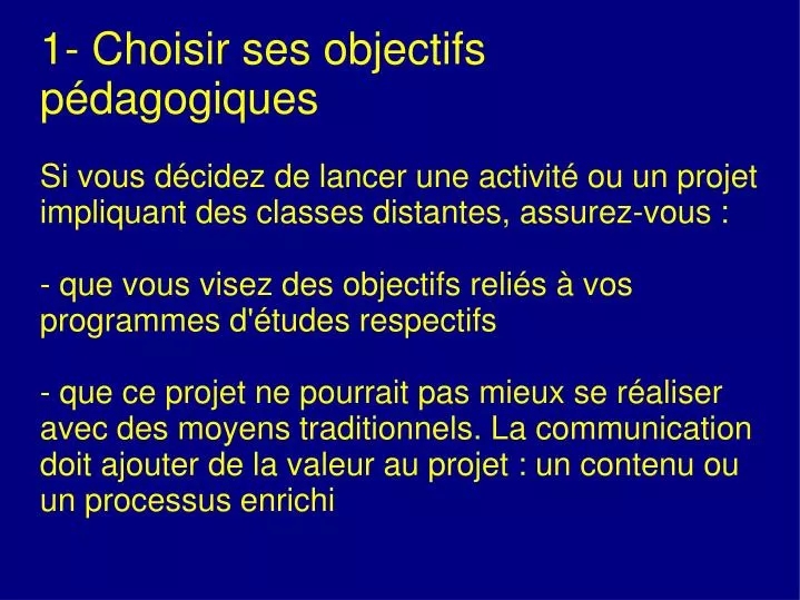 PPT - 1- Choisir ses objectifs pédagogiques PowerPoint Presentation, free download - ID:5194792