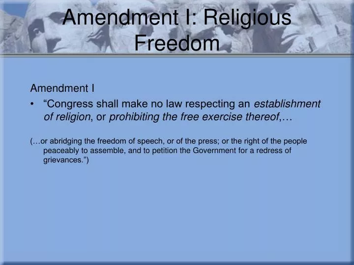 PPT - Amendment I: Religious Freedom PowerPoint Presentation, free ...