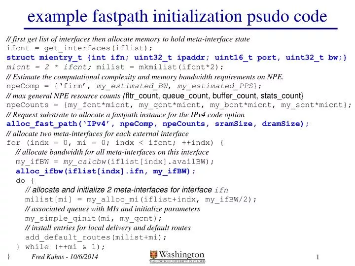 PPT - example fastpath initialization psudo code PowerPoint ...