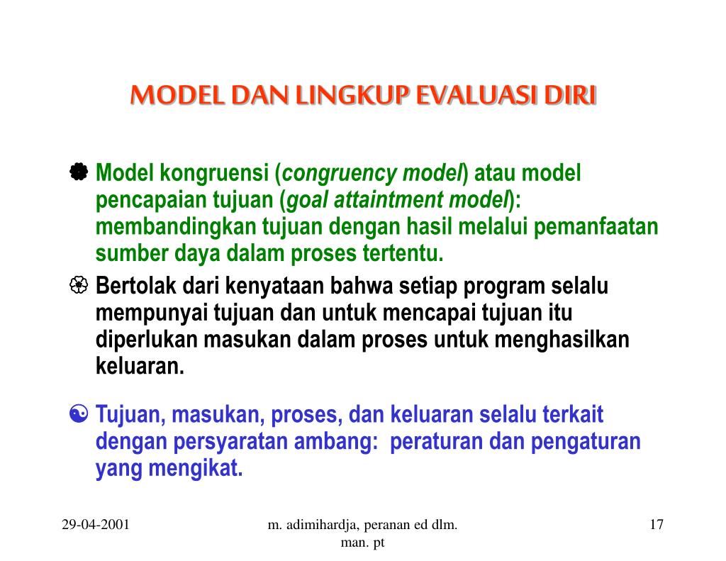 PPT - PERANAN EVALUASI DIRI DALAM MANAJEMEN PT PowerPoint Presentation ...