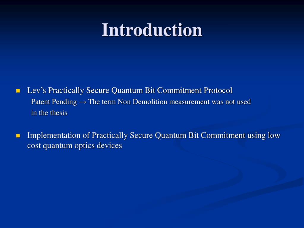 Ppt Implementation Of Practically Secure Quantum Bit Commitment Protocol Powerpoint
