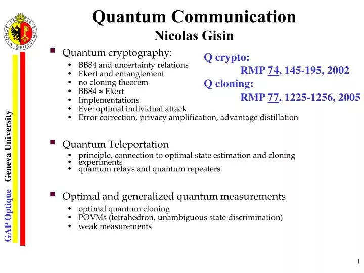 PPT - Quantum Communication Nicolas Gisin PowerPoint Presentation, free ...