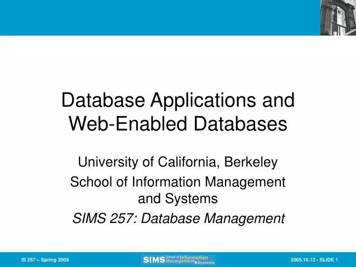 PPT - Database Applications and Web-Enabled Databases PowerPoint ...