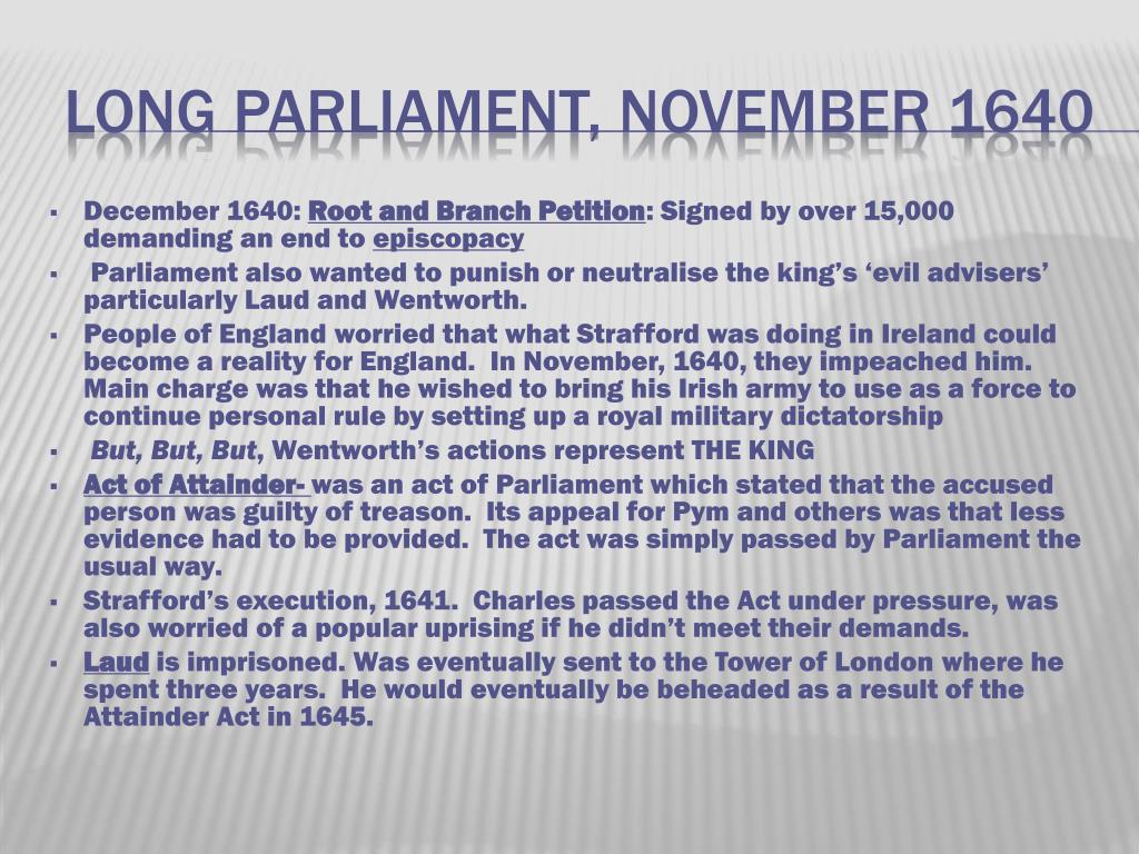 PPT - The Opening Stages of Long Parliament 1640-1642 PowerPoint ...