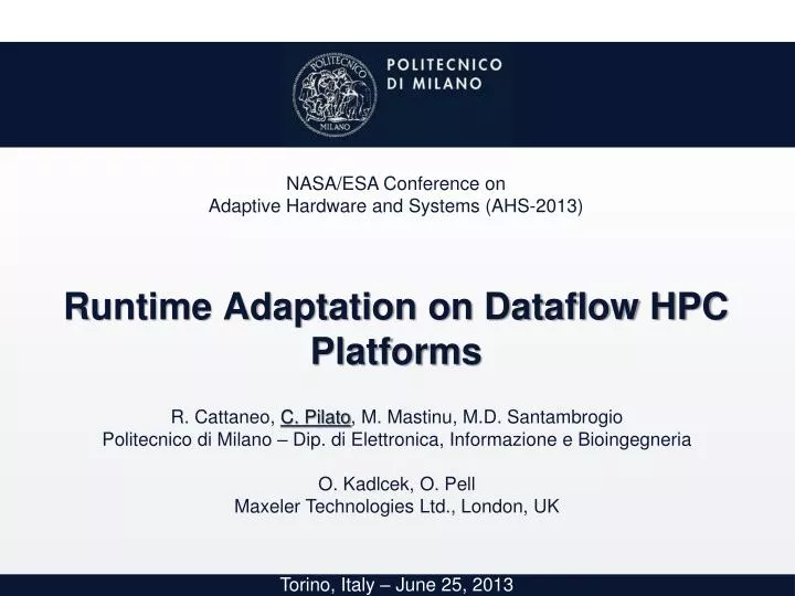 Ppt Runtime Adaptation On Dataflow Hpc Platforms Powerpoint