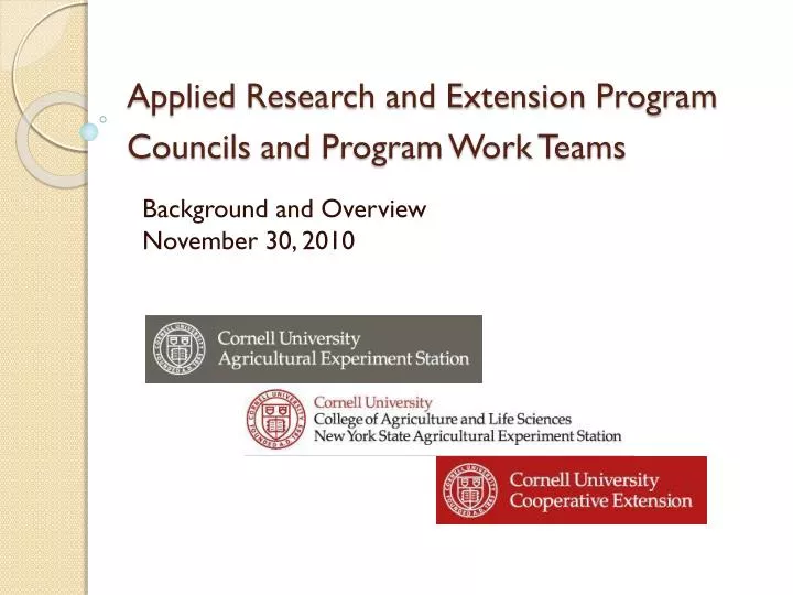 PPT - Applied Research and Extension Program Councils and Program Work ...