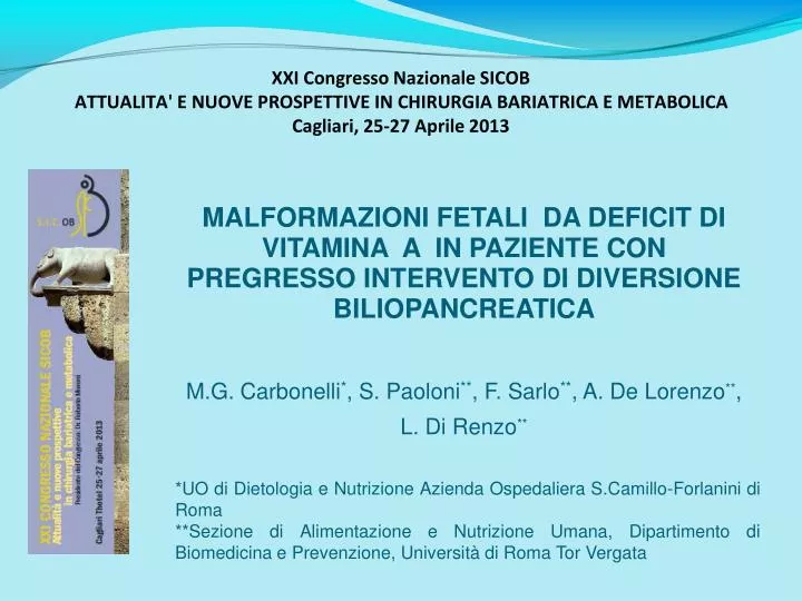 PPT - *UO di Dietologia e Nutrizione Azienda Ospedaliera S.Camillo ... PPT - *UO di Dietologia e Nutrizione Azienda Ospedaliera S.Camillo ...