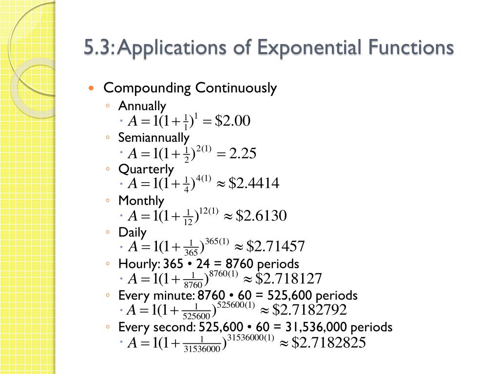 Ppt Chapter 5 Exponential And Logarithmic Functions 5 3