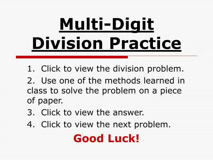 PPT - Multi-Digit Division Practice PowerPoint Presentation, free ...