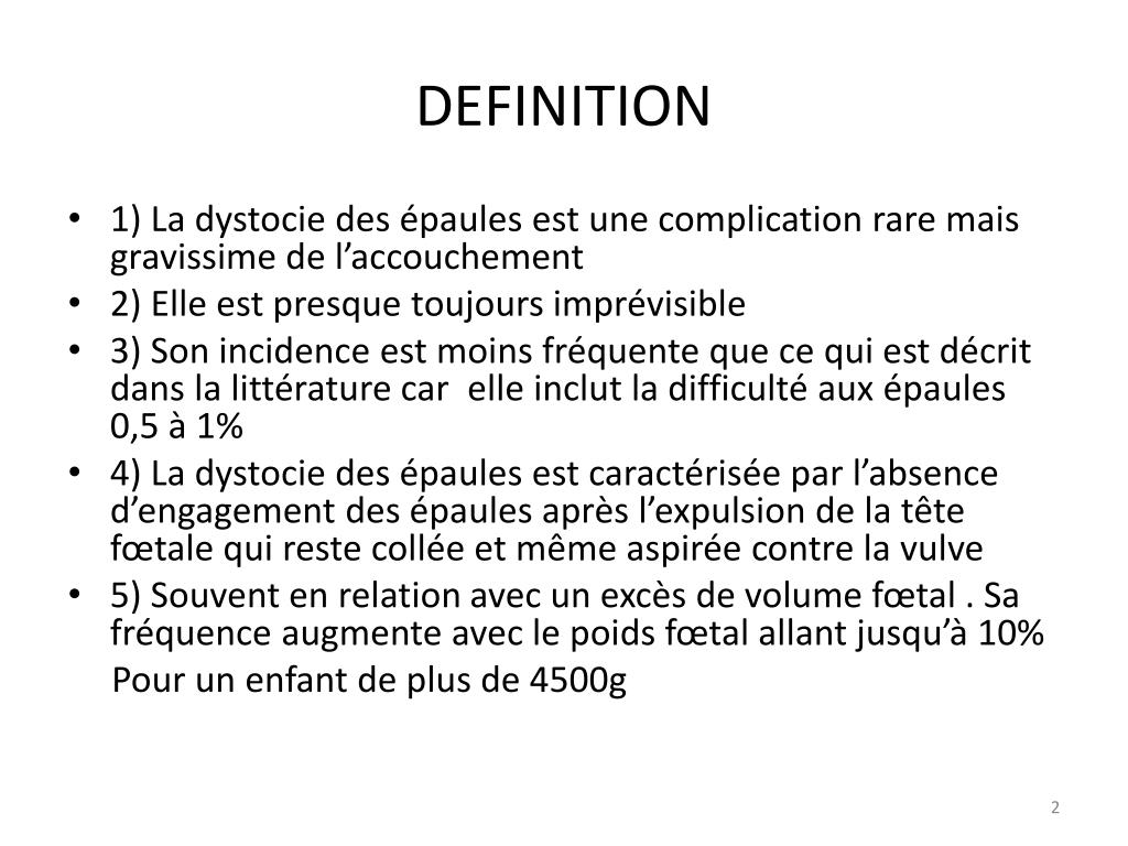 PPT - LA DYSTOCIE DES EPAULES PowerPoint Presentation, free download ...