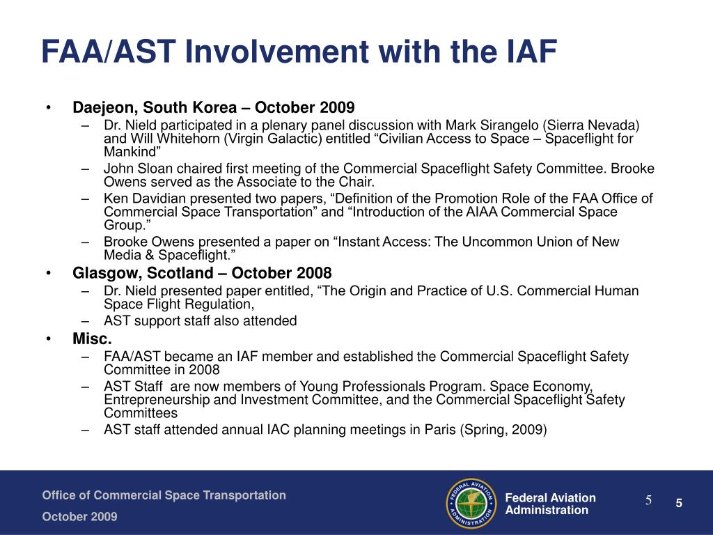PPT - FAA Office of Commercial Space Transportation IAF Commercial ...