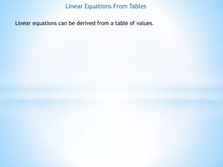 PPT - Linear Equations From Tables PowerPoint Presentation, free ...
