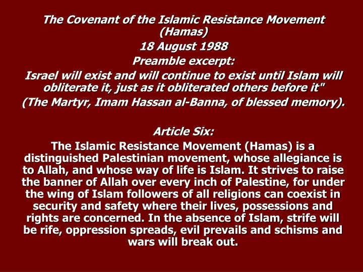 PPT - The Covenant of the Islamic Resistance Movement (Hamas) 18 August ...