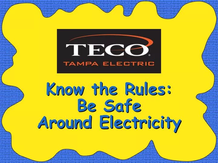 PPT - Know the Rules: Be Safe Around Electricity PowerPoint ...