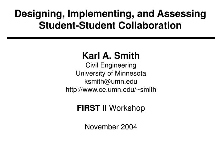 PPT - Designing, Implementing, and Assessing Student-Student ...
