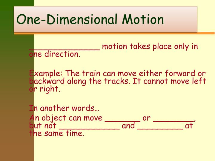 PPT - Motion in One Dimension PowerPoint Presentation - ID:5249975