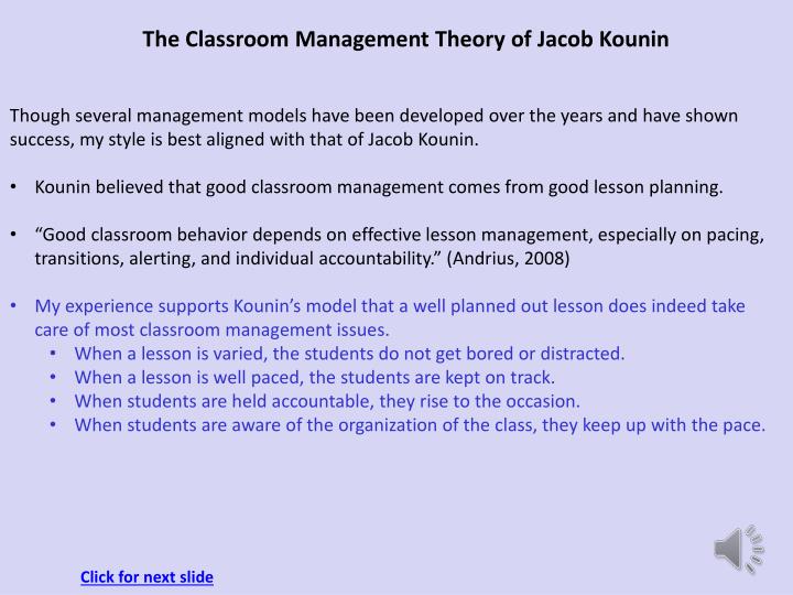 PPT - The Classroom Management Theory of Jacob Kounin By Linda Marenus ...