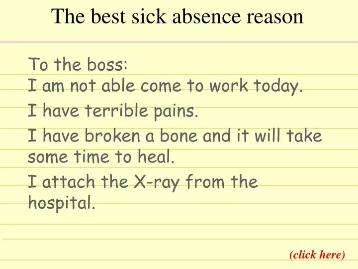 PPT - The best sick absence reason PowerPoint Presentation, free ...
