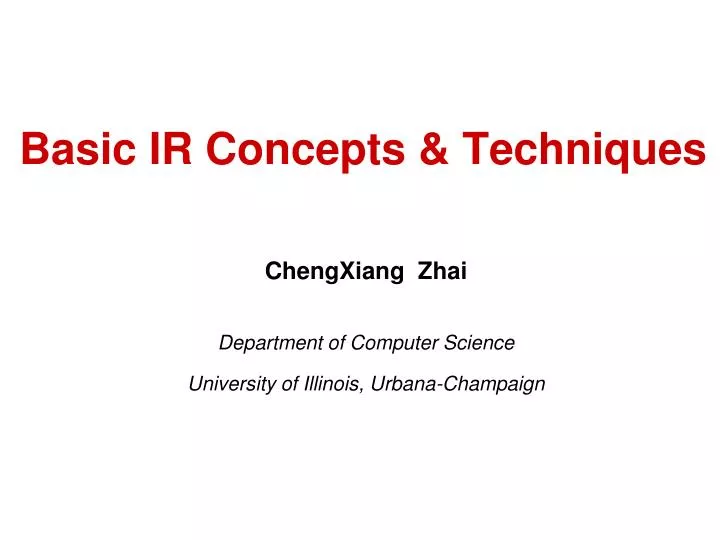 PPT - Basic IR Concepts & Techniques PowerPoint Presentation, free ...