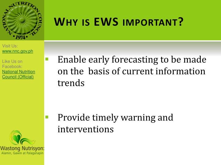 PPT - SETTING UP AN EARLY WARNING SYSTEM (EWS) FOR FOOD AND NUTRITION ...
