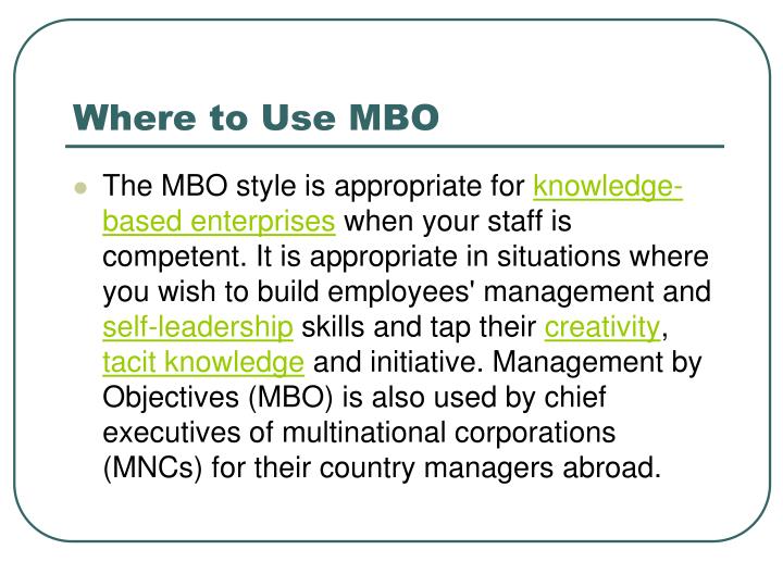 PPT - MANAGEMENT BY OBJECTIVES PowerPoint Presentation - ID:5265939