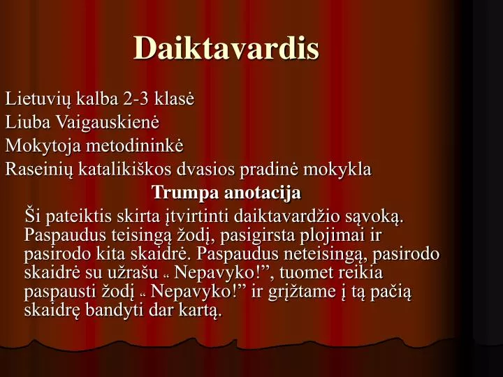 PPT - Daiktavardis PowerPoint Presentation, free download - ID:5269078