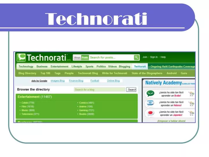 PPT - Technorati PowerPoint Presentation, free download - ID:5270575