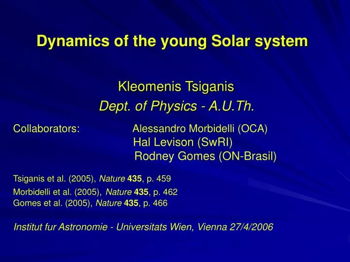 PPT - Dynamics of the young Solar system PowerPoint Presentation, free ...