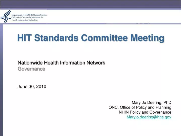 PPT - HIT Standards Committee Meeting PowerPoint Presentation, free ...