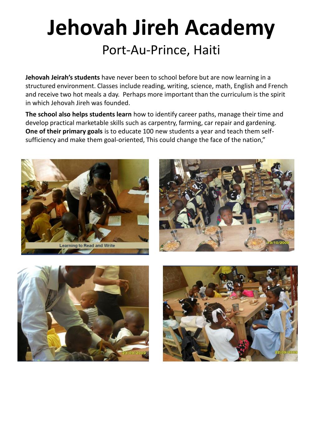 PPT - Empowering Futures: Jehovah Jireh Academy in Port-Au-Prince ...