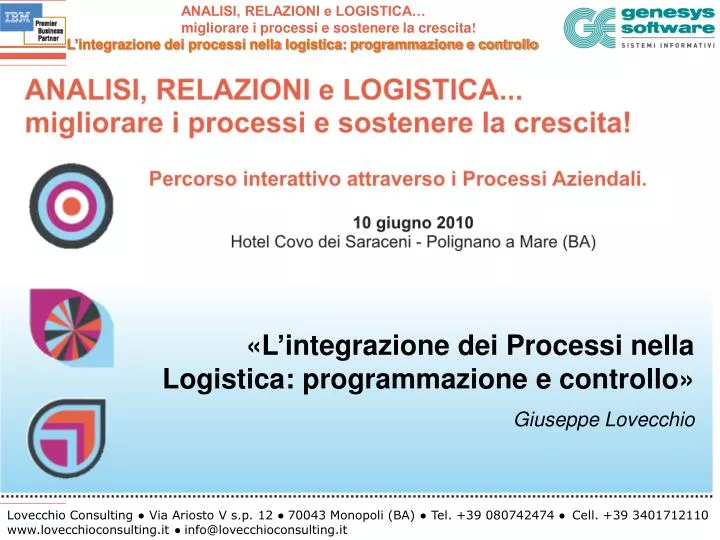 PPT - «L’integrazione dei Processi nella Logistica: programmazione e ...