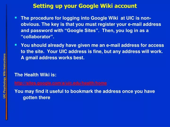 PPT - Setting up your Google Wiki account PowerPoint Presentation, free ...