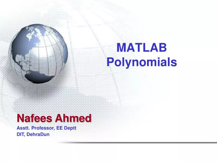 PPT - MATLAB Polynomials PowerPoint Presentation, free download - ID ...