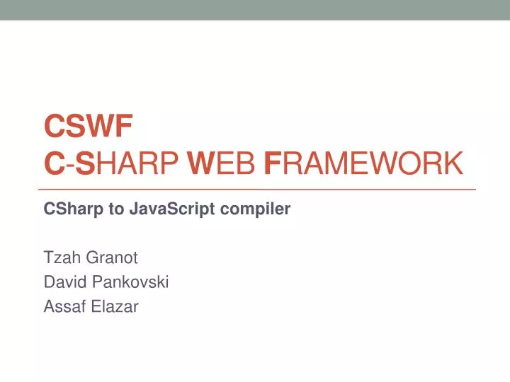 PPT - CSWF C - s harp w eb f ramework PowerPoint Presentation, free ...
