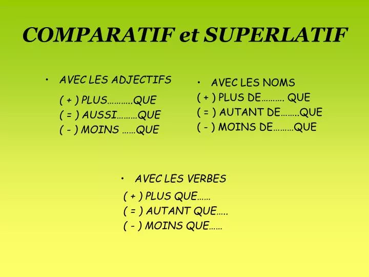 PPT - COMPARATIF et SUPERLATIF PowerPoint Presentation, free download ...