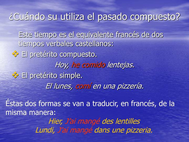 PPT - Los tiempos del pasado en francés PowerPoint Presentation - ID ...
